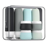 China 8 Items Combo Silicone Travel Bottle Set Gray Leak Proof 90ml 30ml Jars for sale