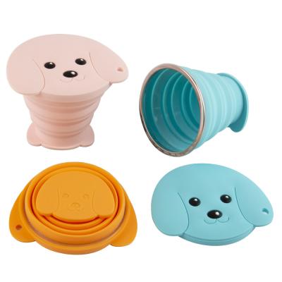China Customized Puppy Silicone Foldable Cup 180ml With Hand Strap for sale