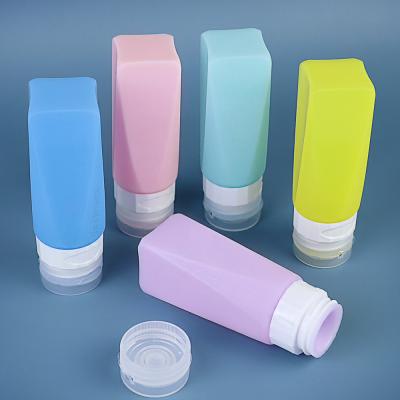 China Toiletries Squeeze Silicone Travel Bottle Set Refillable Square Shape 90ml for sale
