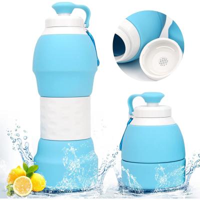 China 580ml Collapsible Silicone Water Bottle BPA-Free Foldable 78x220mm TSA for sale