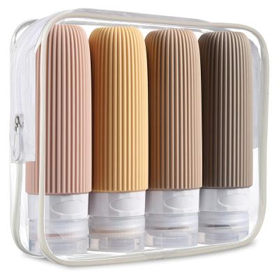 China Food Grade Silicone Portable Foldable Travel Toiletry Bottle Leak Proof TSA Approved 90ml Capacity for sale