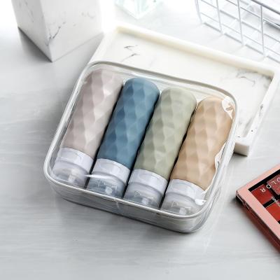 China Compact Foldable Food Grade Silicone Travel Bottle Set - 90ml Leak Proof TSA Approved Toiletry Containers for sale