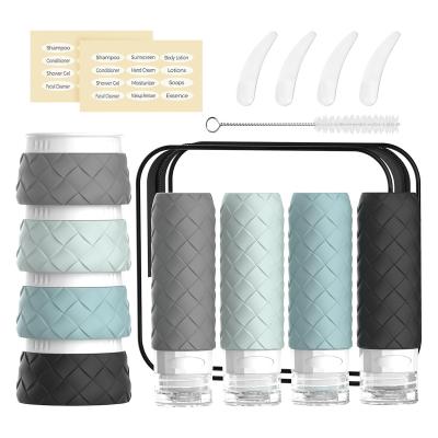 China 8-Piece Leak-Proof TSA-Approved Food Grade Silicone Travel Bottle Set with Stackable Jars for sale
