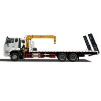 China Direct Factory SINOTRUK HOWO 6x4 20 Tons Flat Bed Truck Mounted 10 Tons Crane for sale