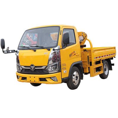 China Foton Small Box Cargo Truck Dump Truck Mounted Crane Folding Crane Truck 6 Tons for sale