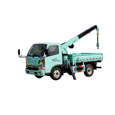 China Foton 4x2 Small Mini Flatbed Cargo Truck Crane Truck 1.5 Ton for sale