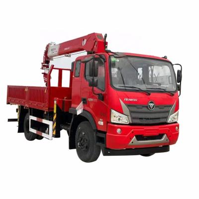 China FOTON 4x2 Truck Mounted Hydraulic Crane Truck 4 Sections 6.3tons Telescopic Boom Crane for sale
