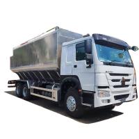 China Export Customization HOWO 6X4 Aluminum Alloy Bulk Feed Truck With 5 Compartments and Right Hand Hydraulic Winches for sale