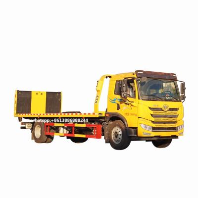China FAW 4*2 10 Tons Large Plate   One Tow Two Wrecker   Popular Road Rescue Trailer  Rollback for sale