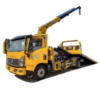 China Lowest Price HOWO 4X2 Floor-standing Flatbed Body With 5 Tons Crane Tow Wrecker Truck for Car Accident for sale