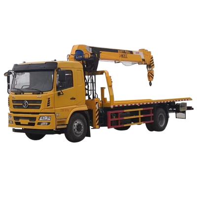 China China Made Self Loader Flat Bed Tow Truck 10 Tons Tow Truck Wrecker With Crane for sale