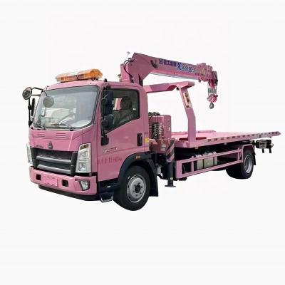 China SINOTRUK HOWO  4 Tons Road Rescue Trailer With 4 Tons Crane   Road Rescue Trailer With Crane  One Tow Two Wrecker Mounted Crane for sale