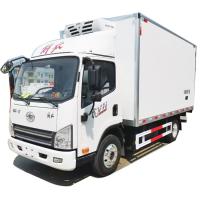 China Customized FAW 4X2 Refrigerated Truck Freeze Van Transportation Truck With Hydraulic Lift Gate for sale