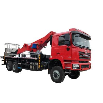 China Shacman Double Row Aerial Work Truck Diesel Fuel Truck Mounted Elevated Work Platform for sale
