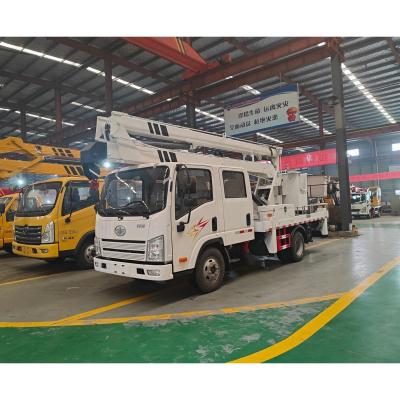 China FAW Double Cabin Hand Operated Aerial Lift Truck Euro 3 14 Meters 4x2 for sale