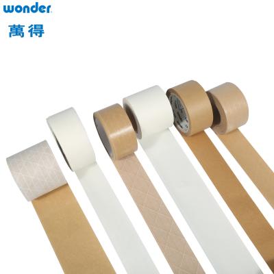 China Self Adhesive White Kraft Paper Tape 0.130mm Thickness Solvent Based for sale
