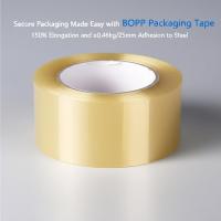 China BOPP Packaging Tape with 150% Elongation, ≥0.46kg/25mm Adhesion to Steel, and 90% Humidity Resistance for Secure Sealing for sale