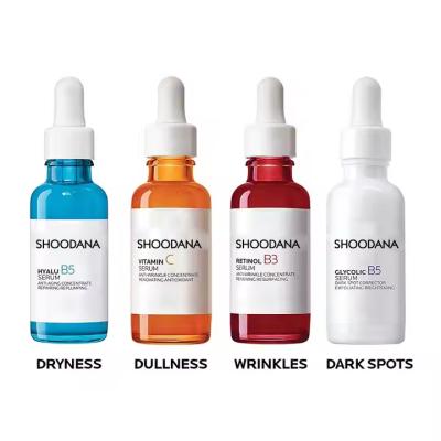 China Age Defying Face Serum With Hyaluronic Acid Vitamin C Retinal B3 B5 Glycolic Acid For Lightening And Spot Removal for sale