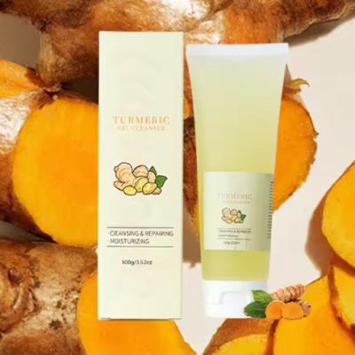 China Tumeric Moisturizing Skin Care Face Wash Organic Turmeric Facial Wash Deep Cleansing Oil Control Turmeric Gel Cleanser for sale