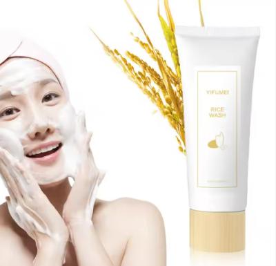 China Natural Organic Rice Cleansing Foam Wash Deep Cleanse Facial Pore Soothing Moisturizing Anti Acne Exfoliating Face Cleanser for sale