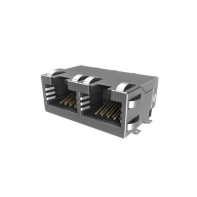 China RJE3B2881102N Connectors Single Port Modular Jack Connectors With Housing Pegs 16POS for sale