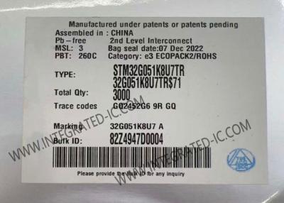 China STM32G051K8U7TR Microcontroller MCU 32-Bit 64MHz ARM Cortex-M0+ with 30 I/O and 1.7V ~ 3.6V Supply for sale