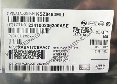 China KSZ8463MLI Ethernet IC Three Port Ethernet Switch With Fiber LQFP64 Integrated Circuit for sale