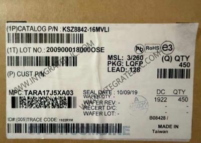 China KSZ8842-16MVLI Ethernet IC 3.3V Two Port Ethernet Switch IC in LQFP128 Package for sale