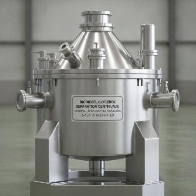 China Biodiesel Glycerol Separation Disc Stack Separator Transesterification Post-Processing Centrifuge 5-15m³/h ATEX Rated for sale