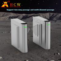 China HCW Flap Barrier Turnstile with 15mm Plexiglass Door Wings 4 Pairs Infrared Beams and Certified Pedestrian Access Control Turnstile for sale