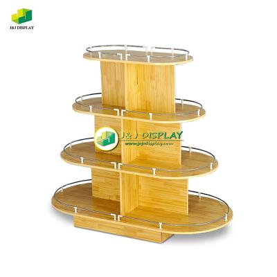 China Four Sides Wooden Display Stand Heavy Duty Supermarket Racks POS for sale