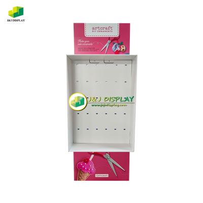 China Retail POS Corrugated Paper Pegboard Display Stand 100% Recyclable Silk Printing for sale