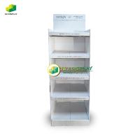 China Knock Down Unit Flooring Recyclable Knock Down Shelves Displaying Corrugated Board Cardboard Floor Display Stand For Stationery, Skin Care, Outdoor Accessories Items for sale