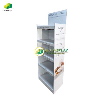 China Knock Down Unit Flooring Recyclable Knock Down Shelves Displaying Corrugated Board Cardboard Floor Display Stand For Stationery, Skin Care, Outdoor Accessories Items for sale