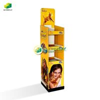 China Flooring Recyclable Knock Down Shelves Displaying Corrugated Board Cardboard Floor Display Stand For Stationery, Skin Care, Outdoor Accessories Items for sale
