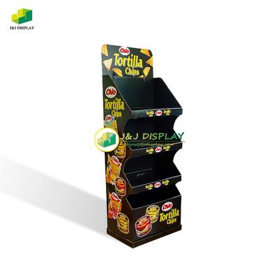 China Flooring Recyclable Knock Down Shelves Displaying Corrugated Board Cardboard Floor Display Stand For Stationery, Skin Care, Outdoor Accessories Items for sale