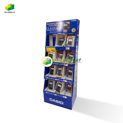China Flooring Recyclable Knock Down Shelves Displaying Corrugated Board Cardboard Floor Display Stand For Stationery, Skin Care, Outdoor Accessories Items for sale