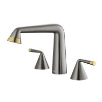 China Two Handle Widespread Bathroom Sink Faucets Grey G1/2 Thread Size for sale