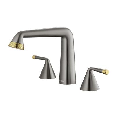 China Two Handle Widespread Bathroom Sink Faucets Grey G1/2 Thread Size for sale