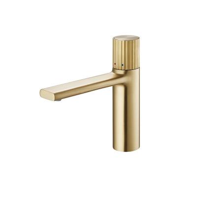 China Gold Brass Hot Cold Water Mixer Tap Bathroom Basin Faucst Sink Mount for sale