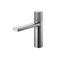 China Countertop Mount Hot Cold Water Faucet Brass Basin Mixer Grey for sale