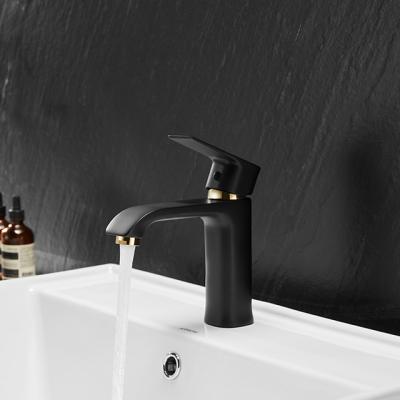 China ARROW Modern Design Gold Black Basin Mixer Faucet with Ceramic Valve Core and 5 Year Warranty for sale