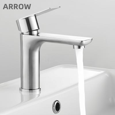 China ARROW Modern Single Handle Stainless Steel Basin Mixer Faucet with Ceramic Valve and Waterfall Design for Bathroom Sink for sale