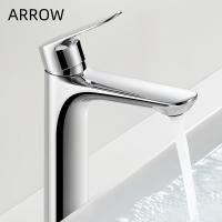 China ARROW Modern Single Handle Brass Basin Mixer Faucet with Ceramic Valve Core and Chrome Finish for Easy Mount Single Hole Wash Basin for sale