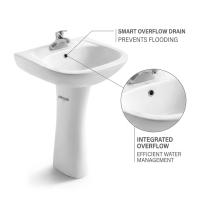 China ARROW FP3602 Compact Freestanding Pedestal Basin, White Ceramic Space-Saving Small Bathroom Sink Pedestal for sale