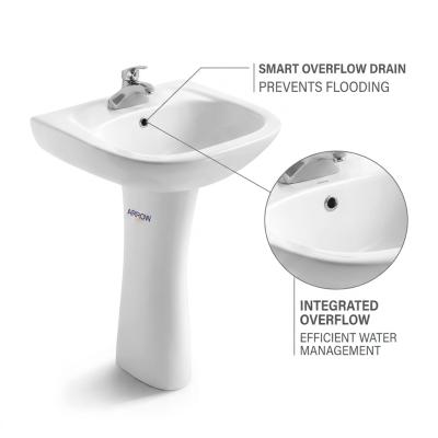 China ARROW FP3602 Compact Freestanding Pedestal Basin, White Ceramic Space-Saving Small Bathroom Sink Pedestal for sale
