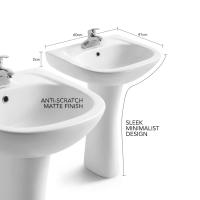 China ARROW FP3604 Matte Freestanding Pedestal Basin, Matte White Ceramic Anti-Scratch Bathroom Sink Pedestal for sale