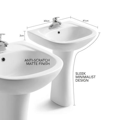 China ARROW FP3604 Matte Freestanding Pedestal Basin, Matte White Ceramic Anti-Scratch Bathroom Sink Pedestal for sale