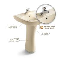 China ARROW FP3608 Classic Freestanding Pedestal Basin, Cream Ceramic Traditional Bathroom Sink Pedestal for sale