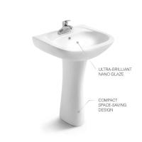 China ARROW FP3609 Bright Freestanding Pedestal Basin, Bright White Ceramic Space-Saving Bathroom Sink Pedestal for sale